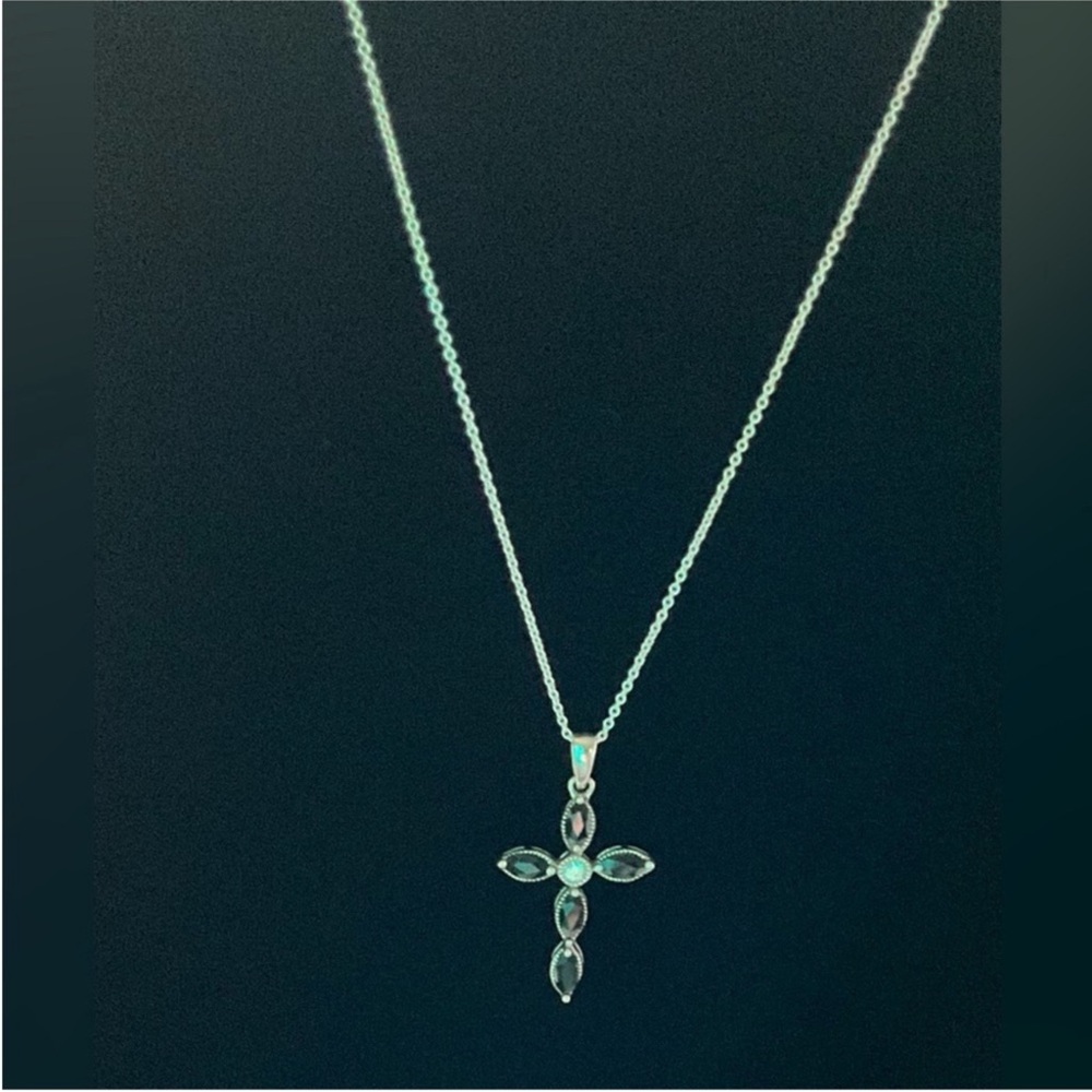 Lab Black Diamond Cross Marked A Cz 925 Sterling Silv… - Gem